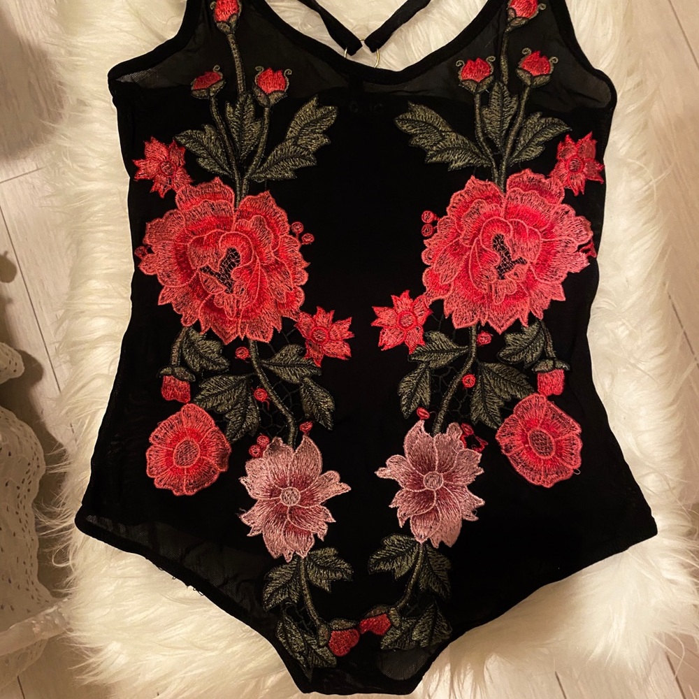 Mesh Floral Body Suit - Gem